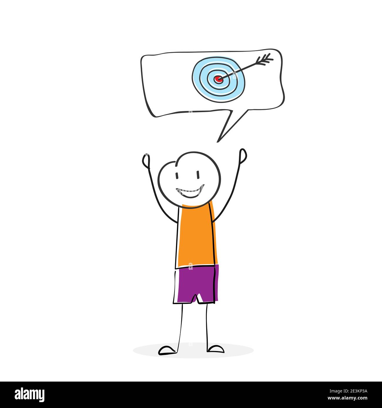 Cartoon man is happy to achieve the goal. Flat design Stock Vector ...