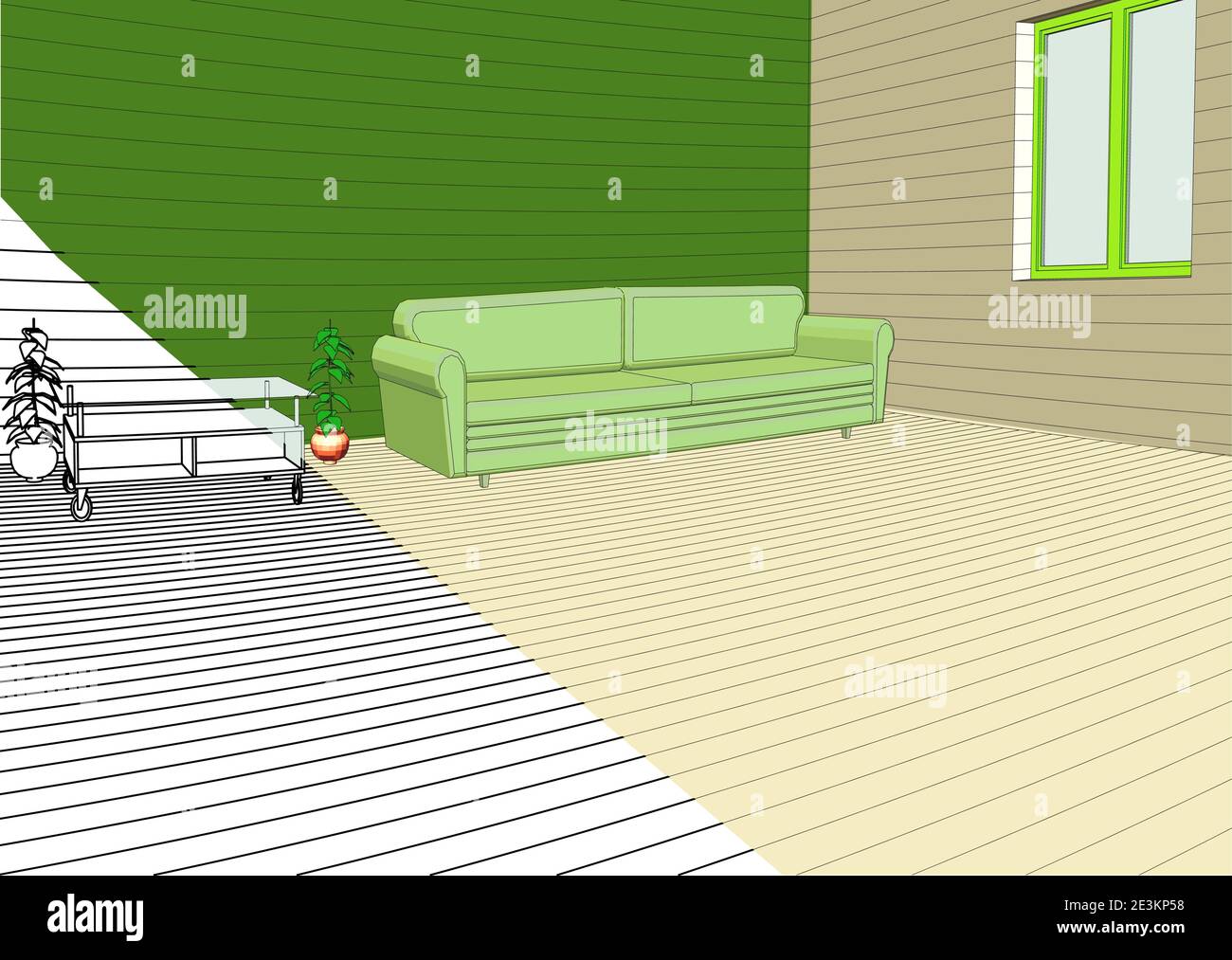 Window in white room Stock Vector Images - Alamy