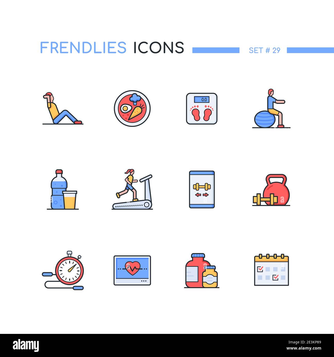 Fitness - colorful line design style icons set. Healthy lifestyle ...