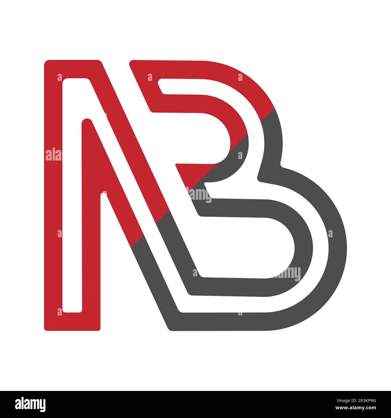 Stylized lowercase letters N and B, connected by a single line for logo ...