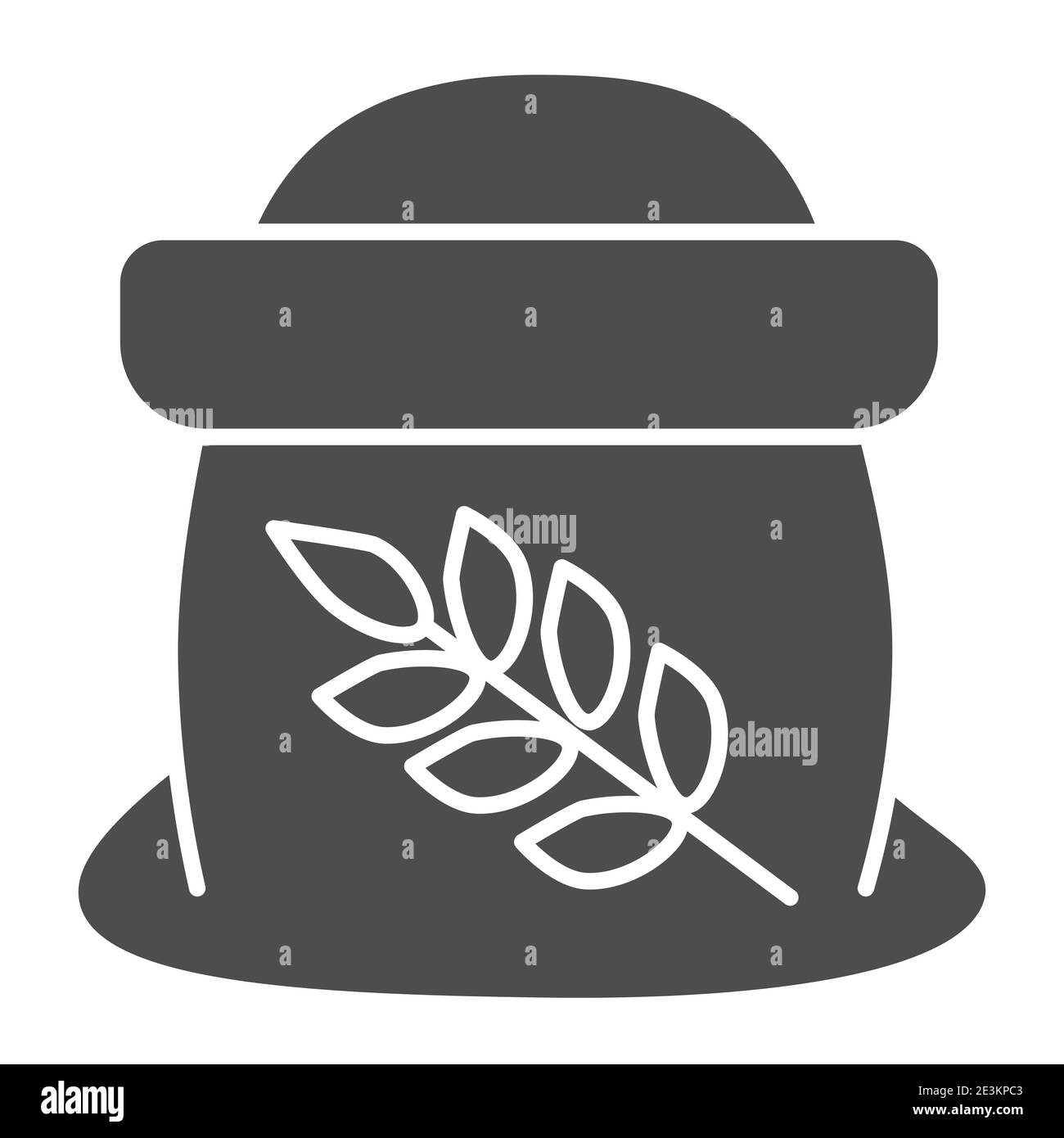 Flour in open bag solid icon, bakery concept, Bag of grain sign on ...