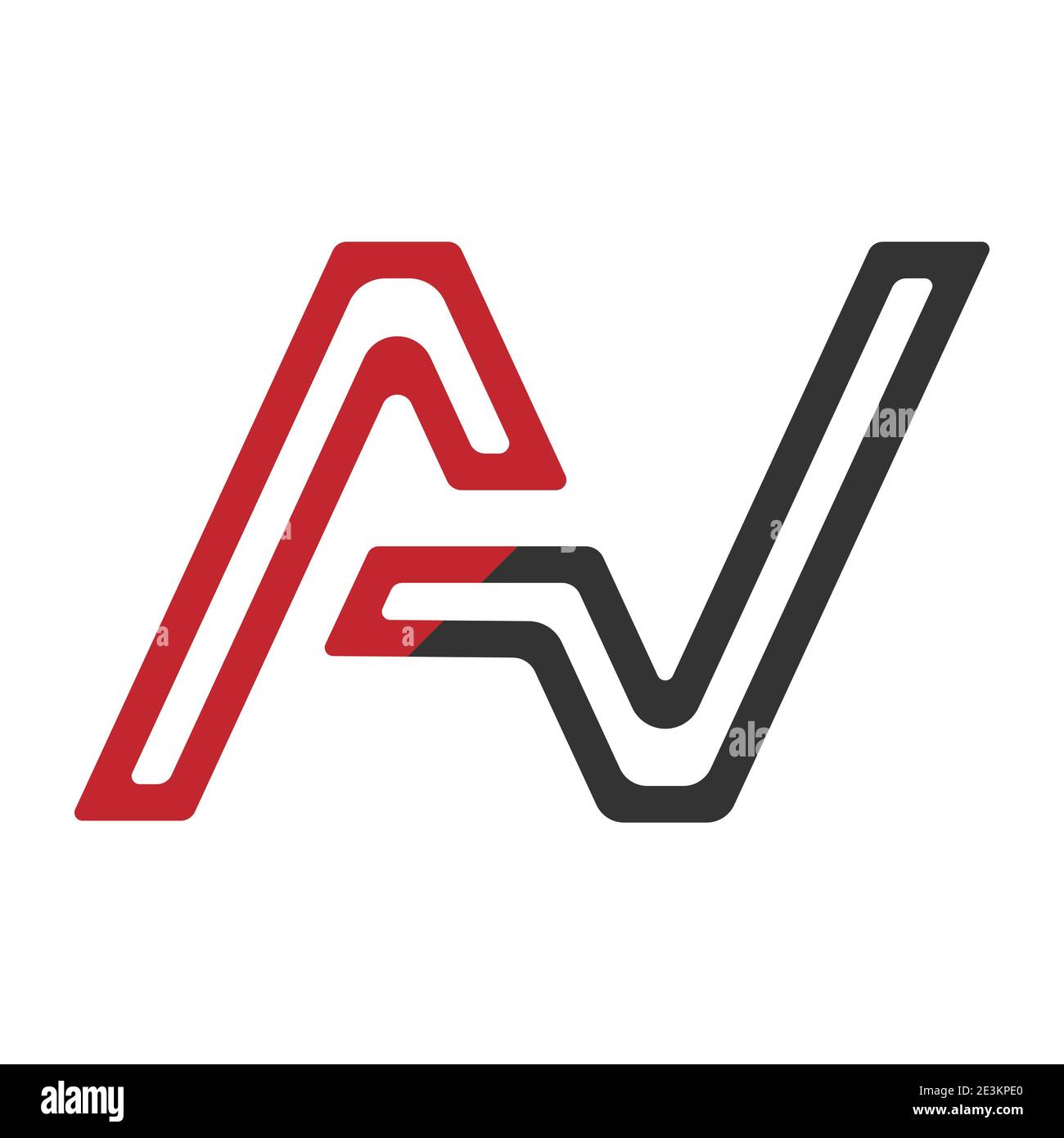 Stylized lowercase letters A and V, connected by a single line for logo ...