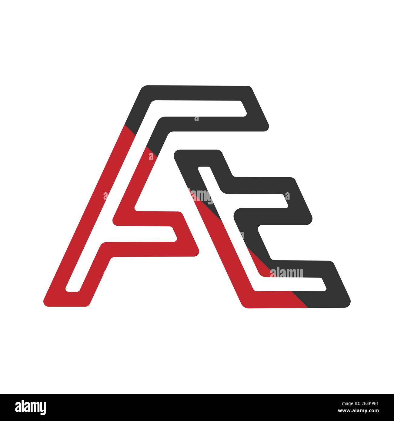 Stylized lowercase letters A and E, connected by a single line for logo ...