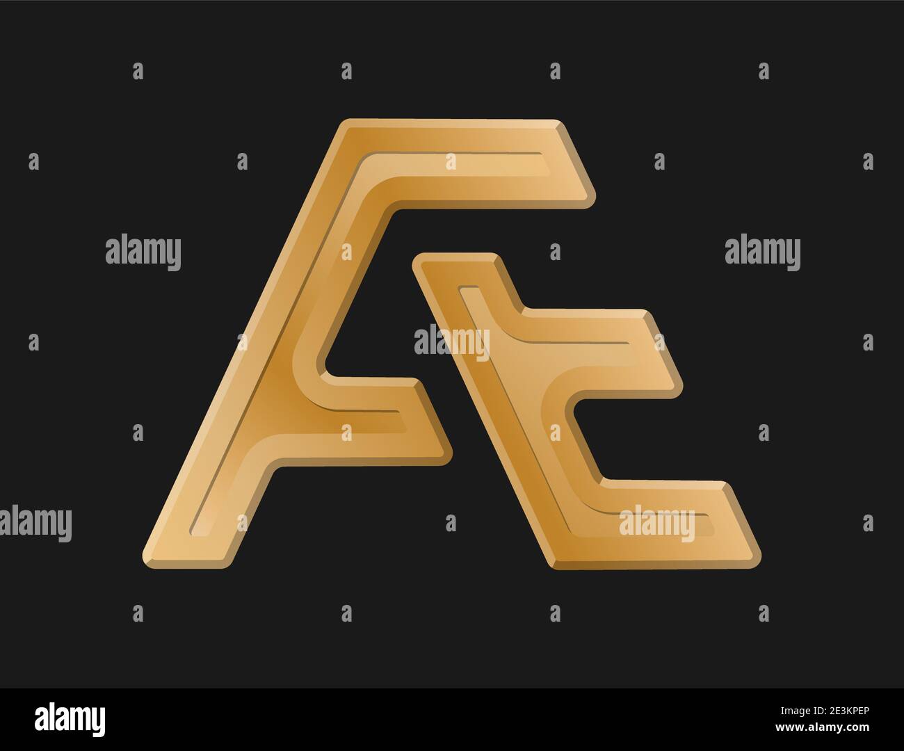 Stylized lowercase letters A and E, connected by a single line for logo ...