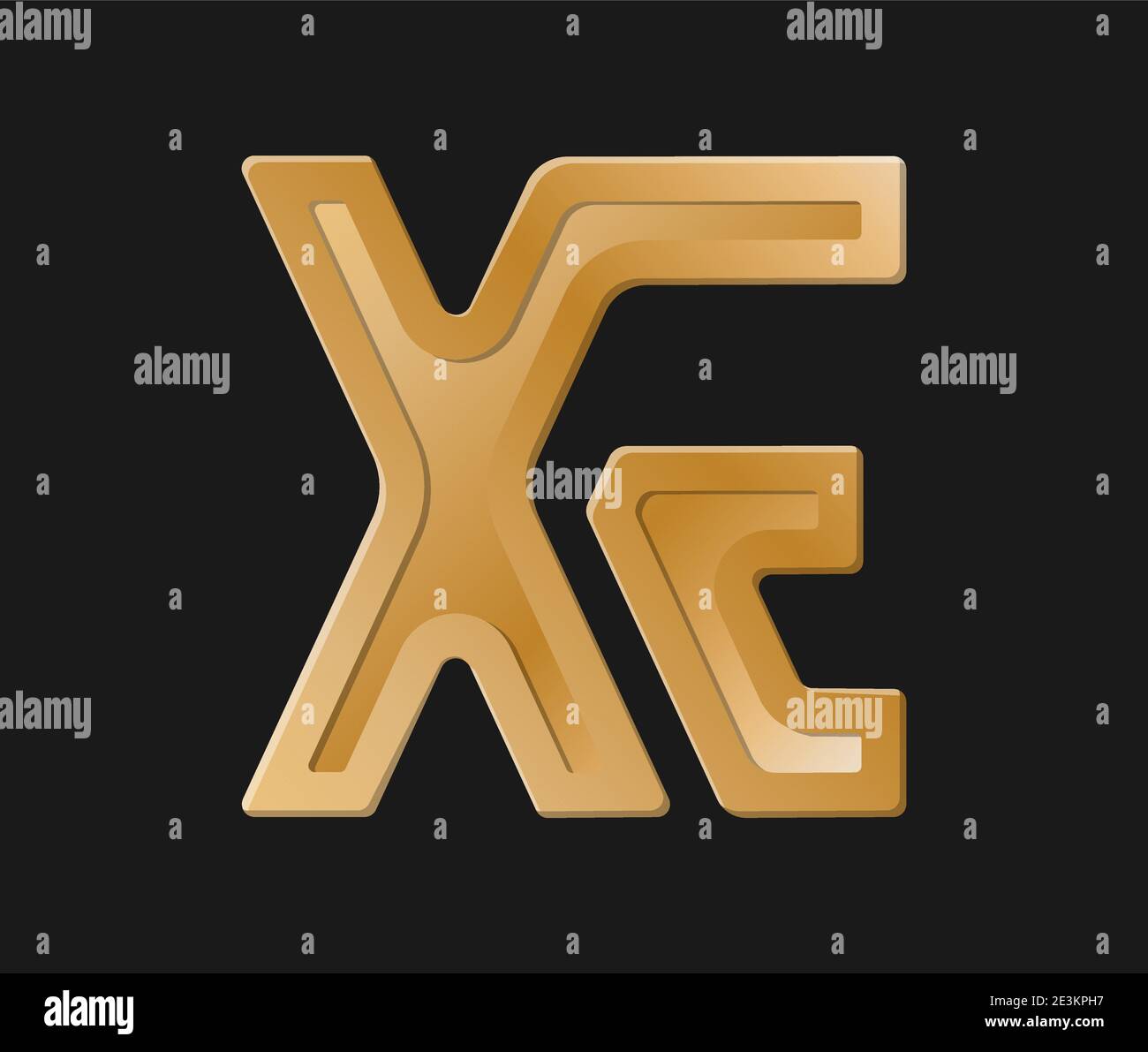 Stylized lowercase letters X and E, connected by a single line for logo ...