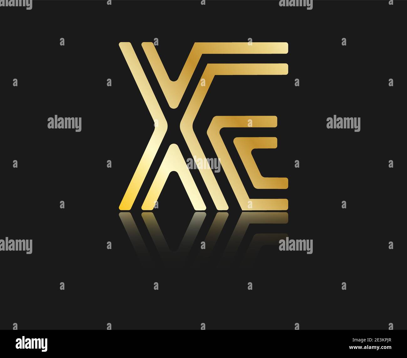 Stylized lowercase letters X and E with reflection, connected by a ...