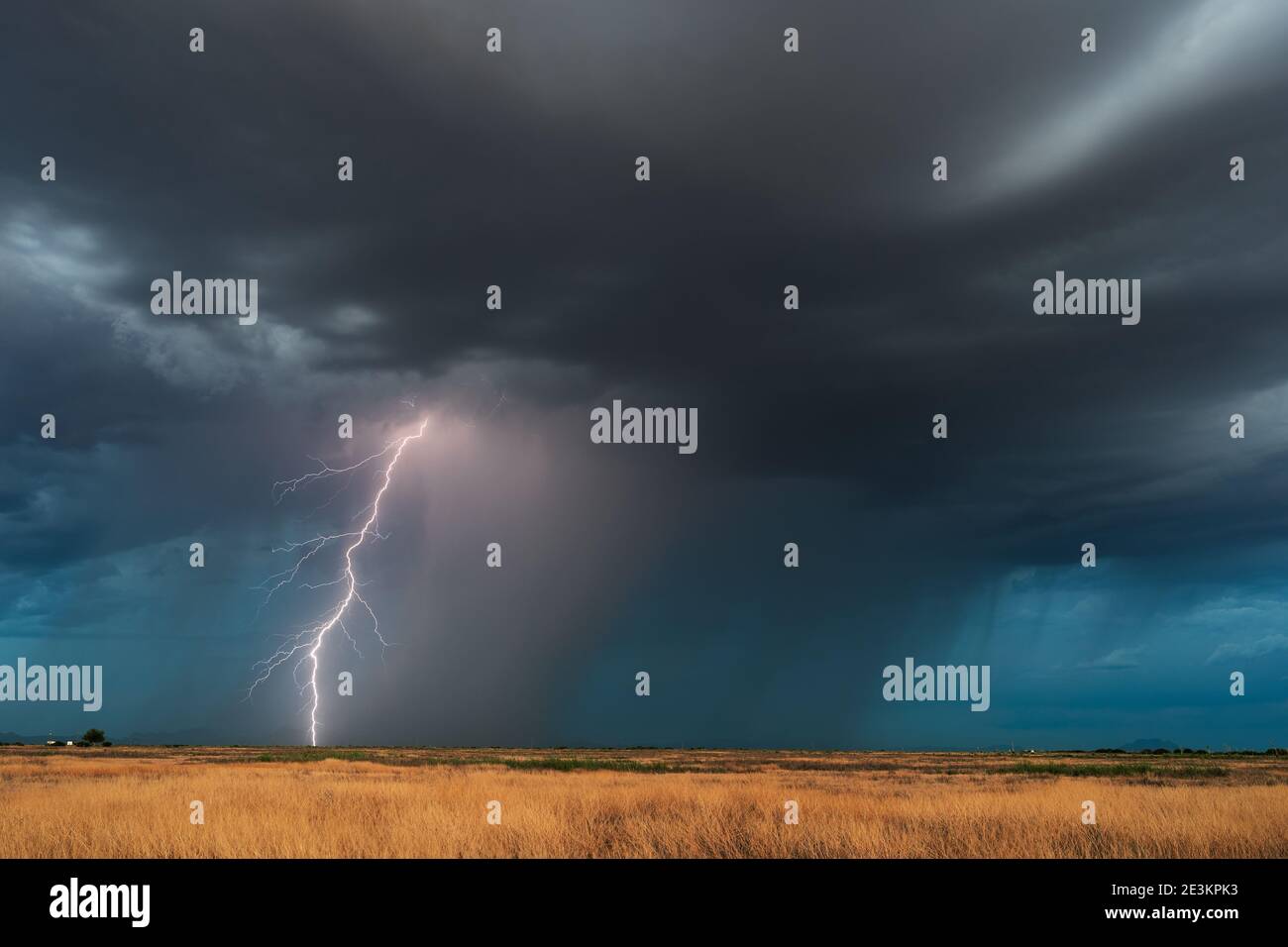 Lightning strike from a monsoon thunderstorm near McNeal, Arizona Stock ...