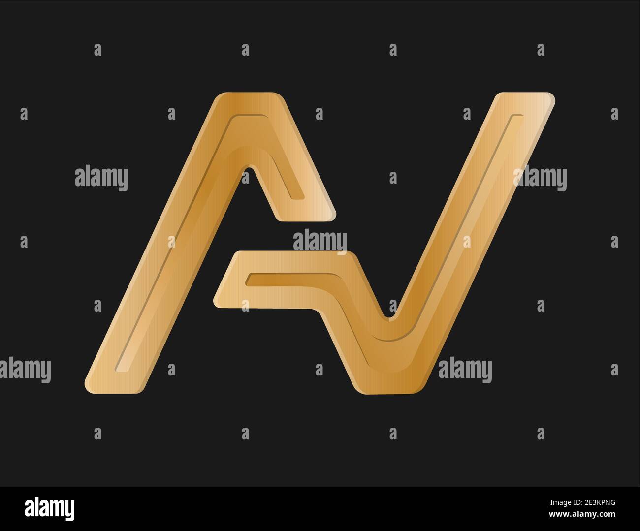 Stylized lowercase letters A and V, connected by a single line for logo ...