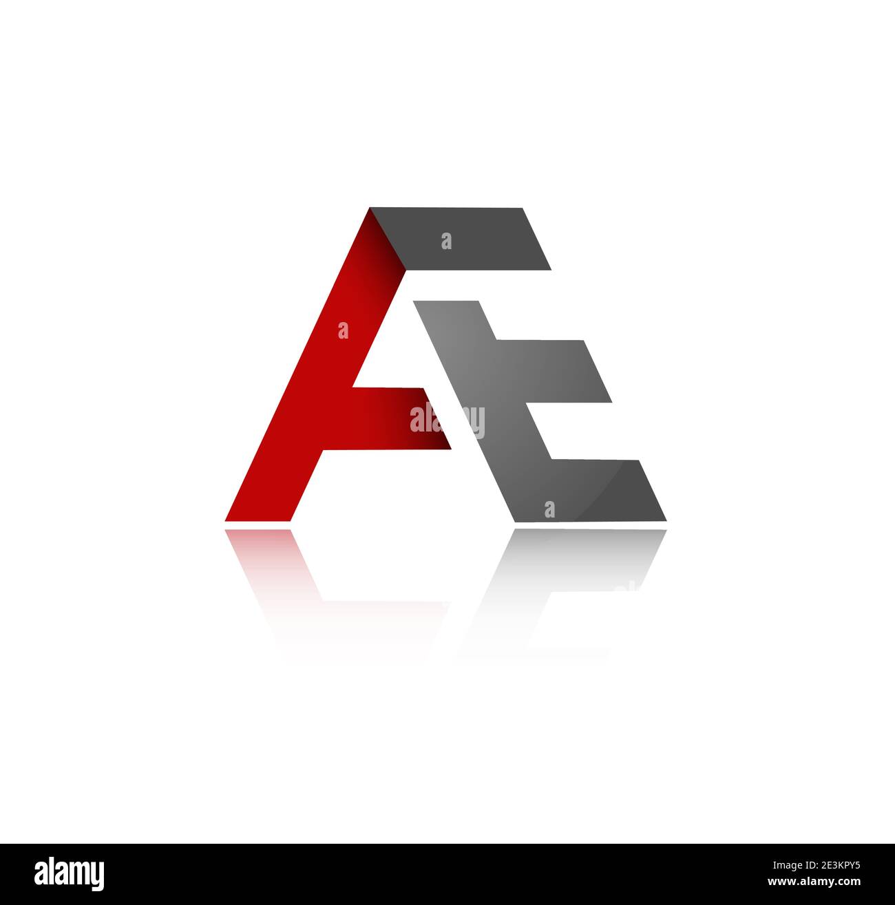 Stylized lowercase letters A and E with reflection, connected by a ...