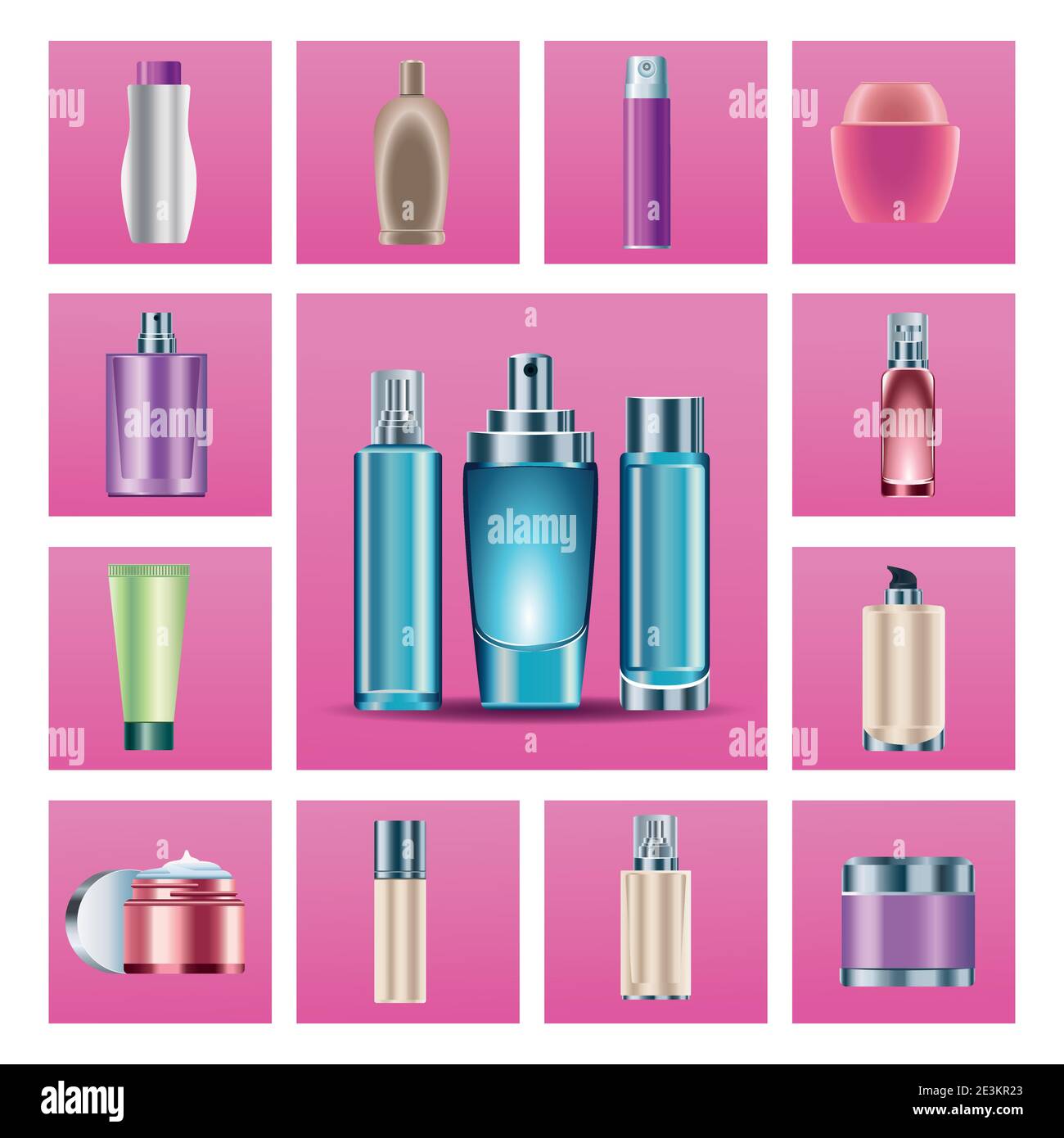 bundle of fifteen skin care bottles products icons vector illustration ...