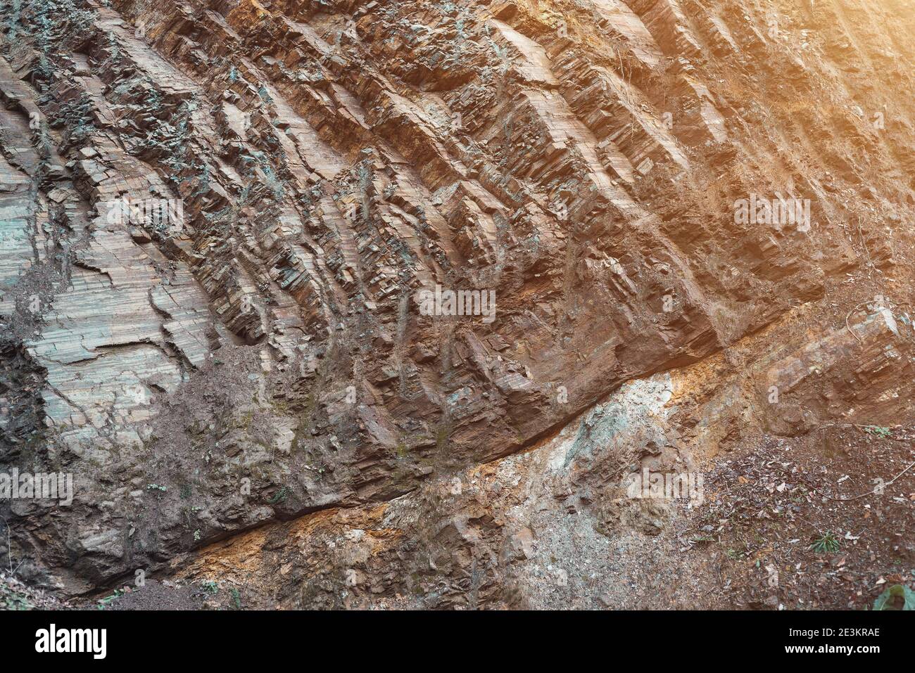 Rock and dirt formation on a cliff, landslide Stock Photo - Alamy