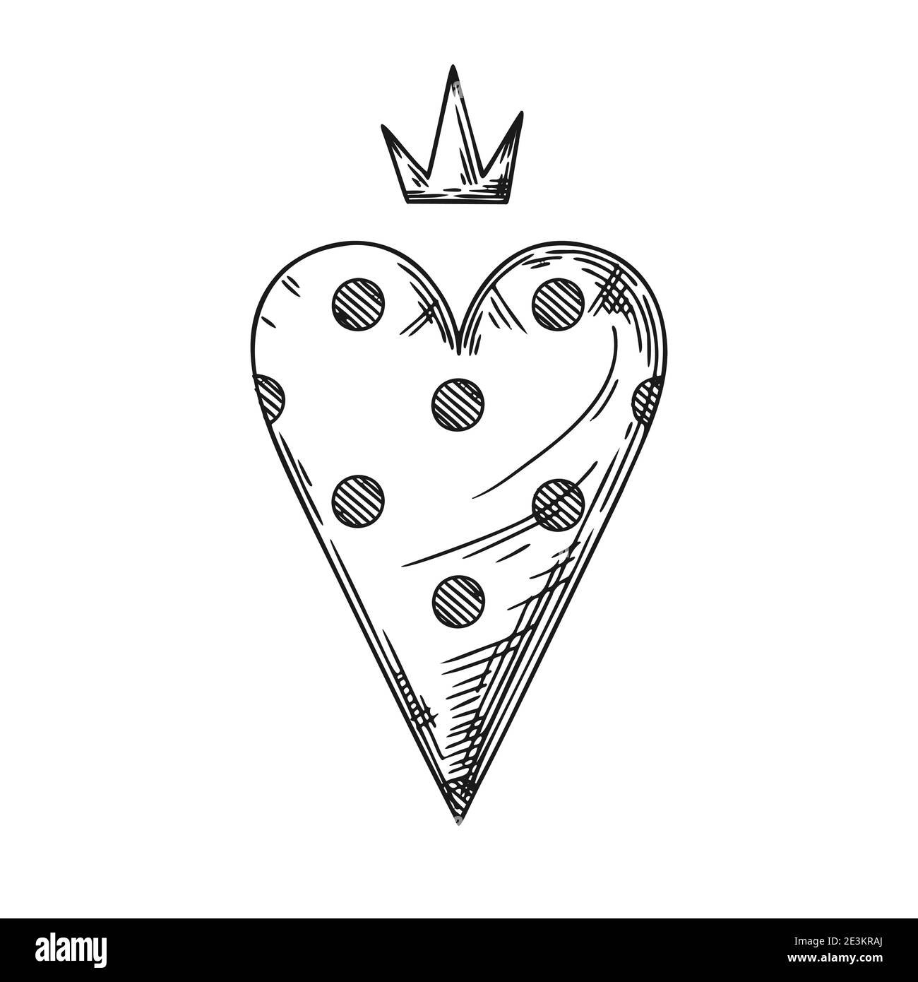 Crown heart sketch icon Black and White Stock Photos & Images - Alamy