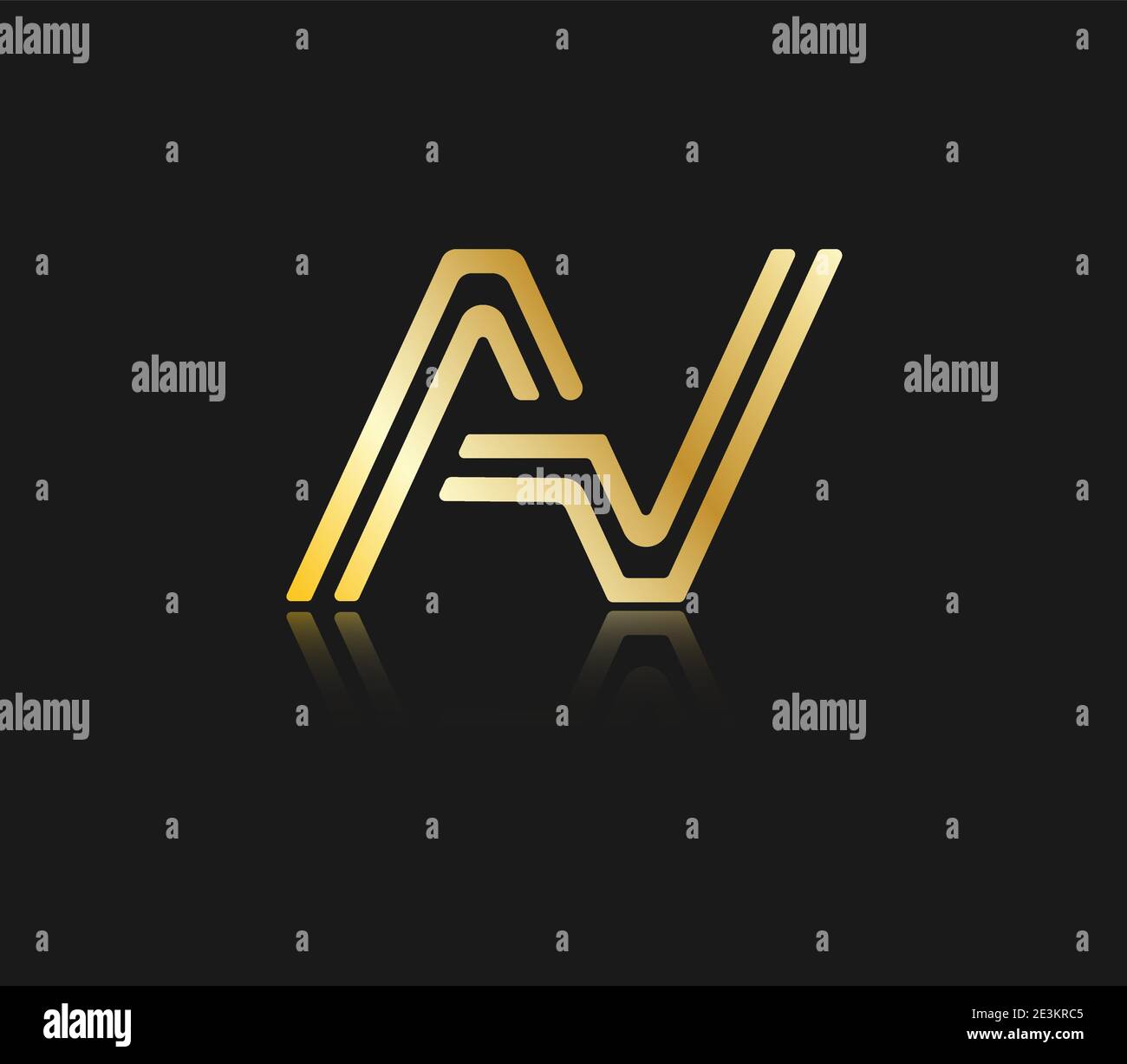 Stylized lowercase letters A and V with reflection, connected by a ...