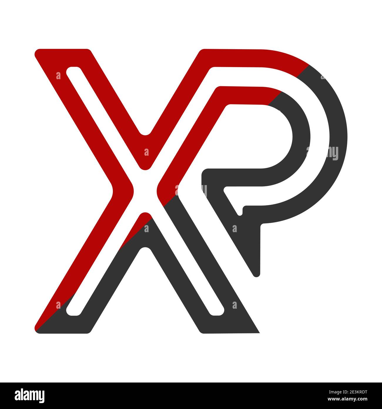 Stylized lowercase letters X and P, connected by a single line for logo ...