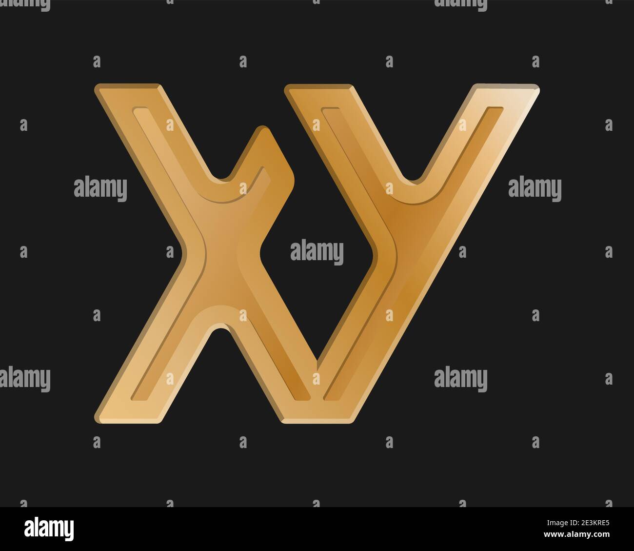 Stylized lowercase letters X and Y, connected by a single line for logo ...