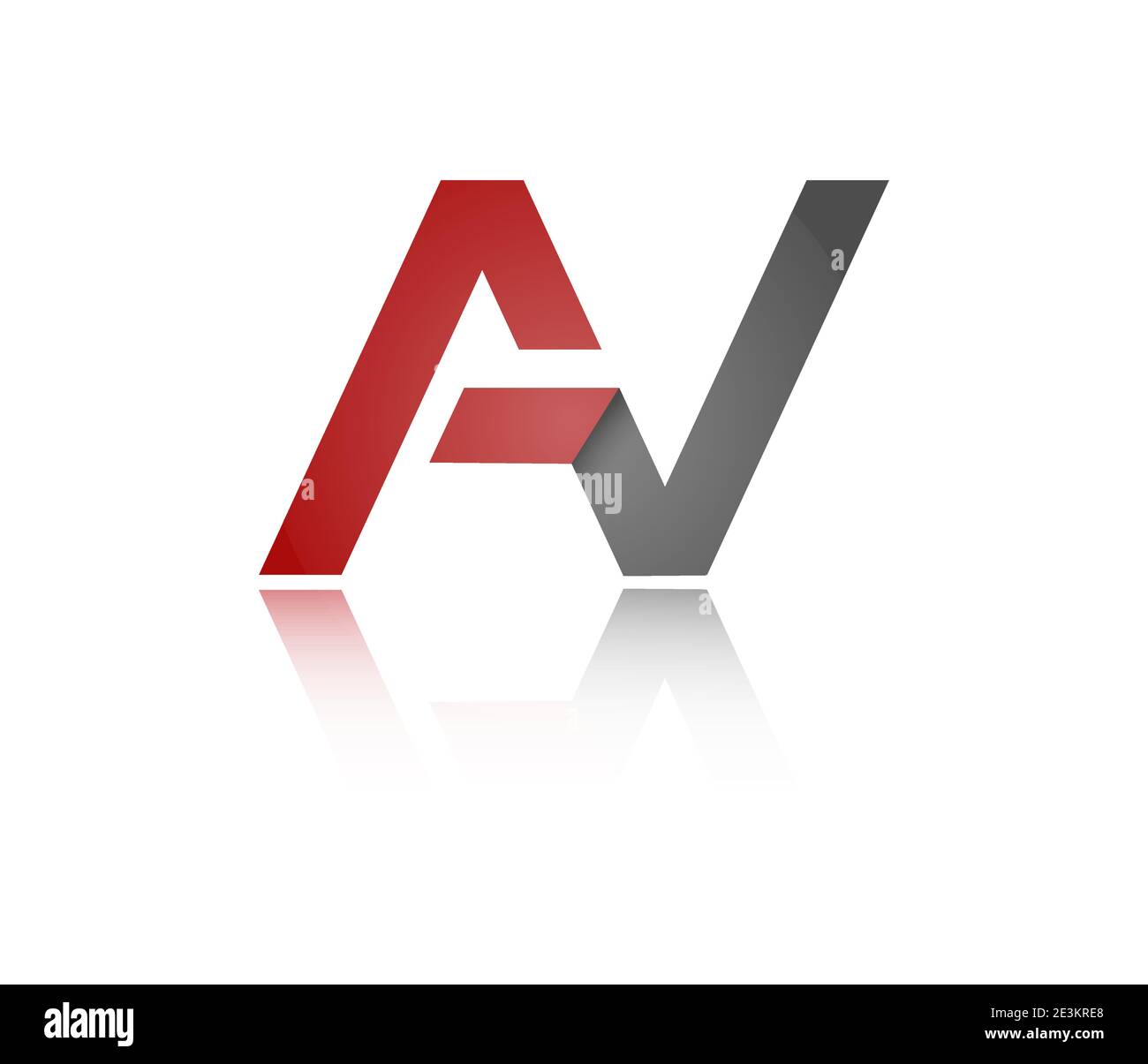 Stylized lowercase letters A and V with reflection, connected by a ...