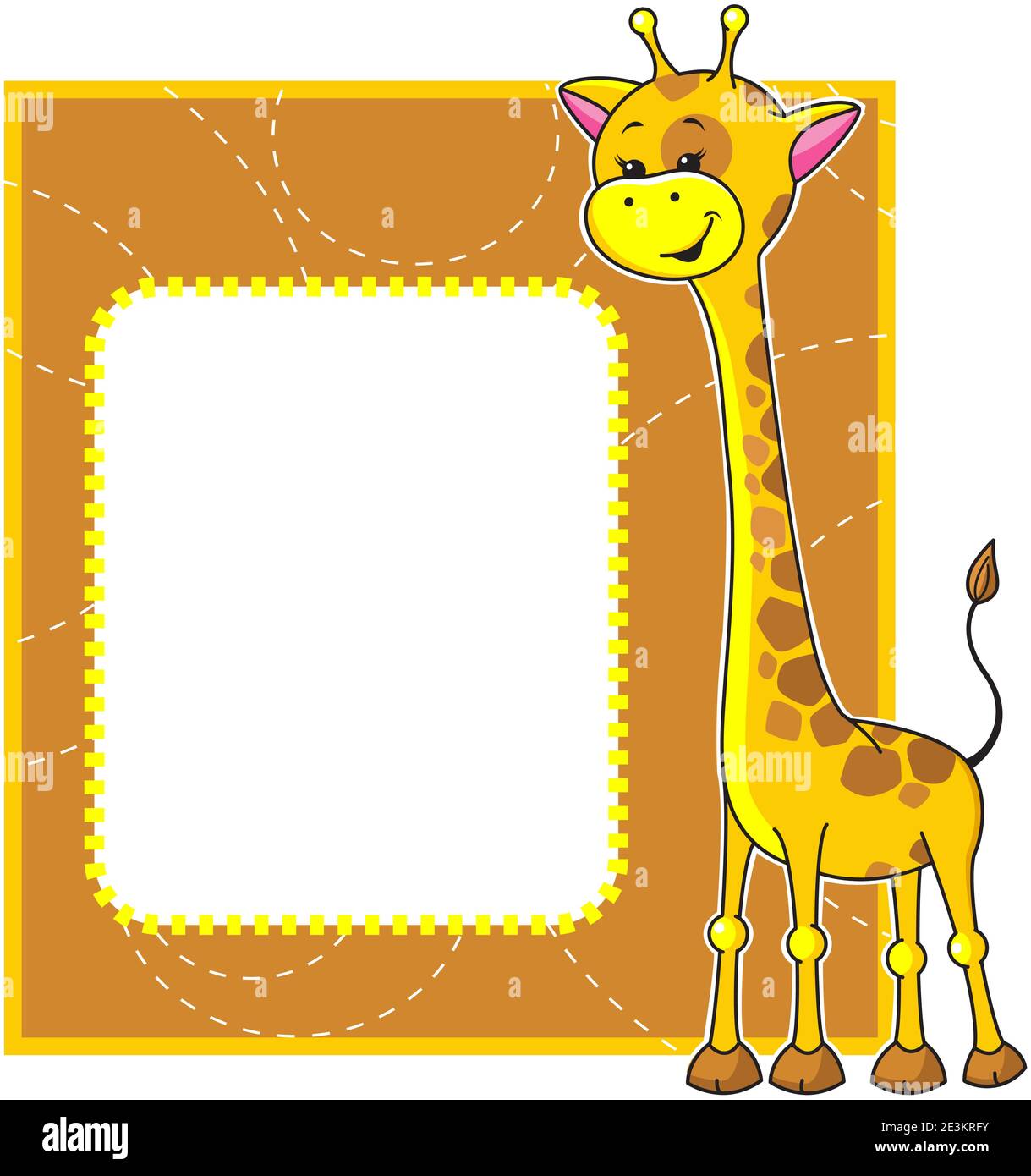 Cute cartoon vector frame with little giraffe Stock Vector Image & Art ...
