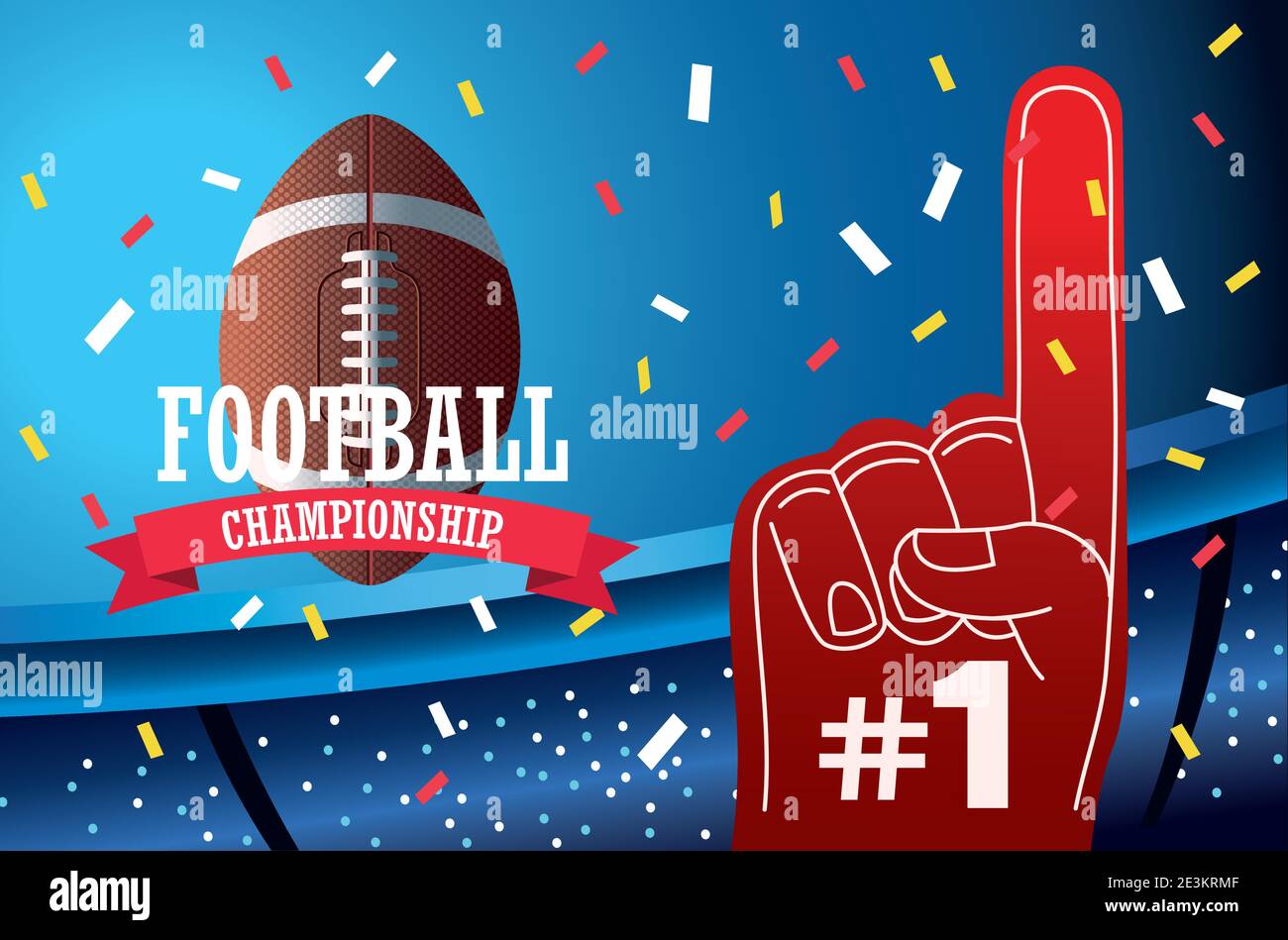 super bowl american football sport lettering with balloon and glove in ...