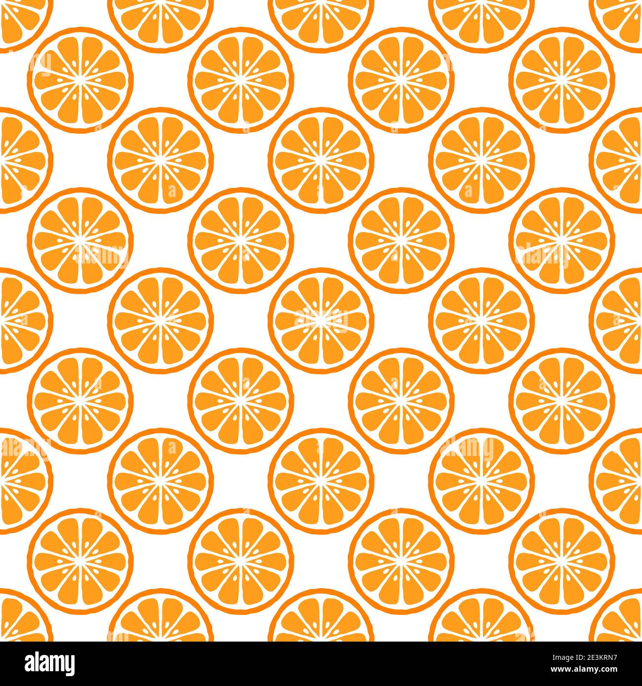 Seamless citrus pattern with orange slices on white background. Vector illustration. Summer ...