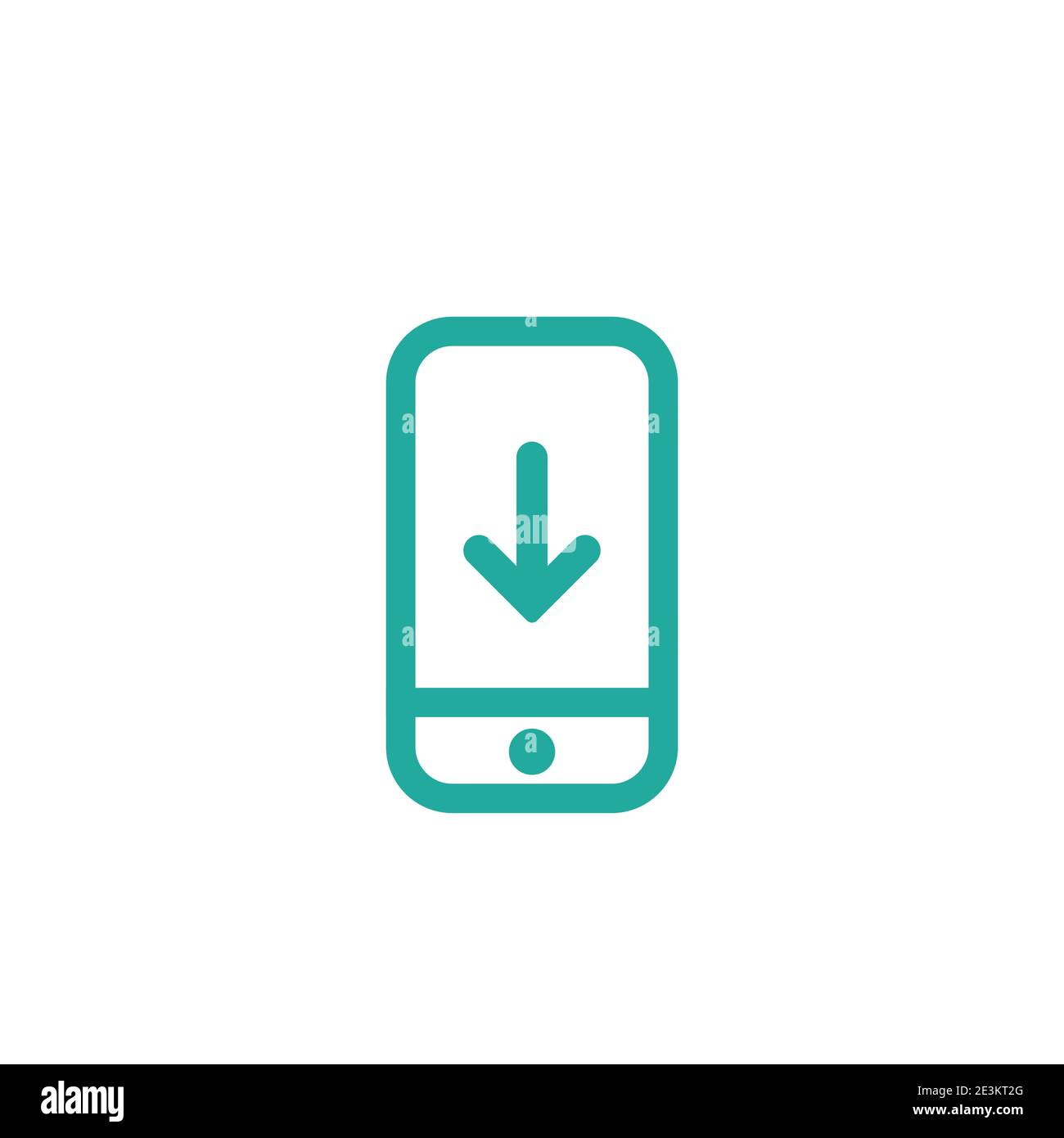 smartphone icon with down arrow on screen. Flat vector icon isolated on ...