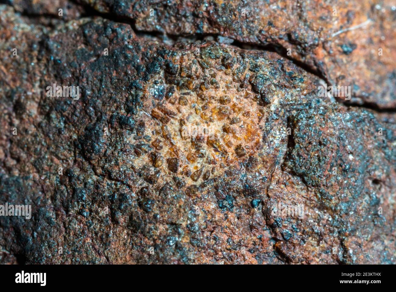 Macro photo of the fusion crust from a Chondrite Meteorite, piece of ...