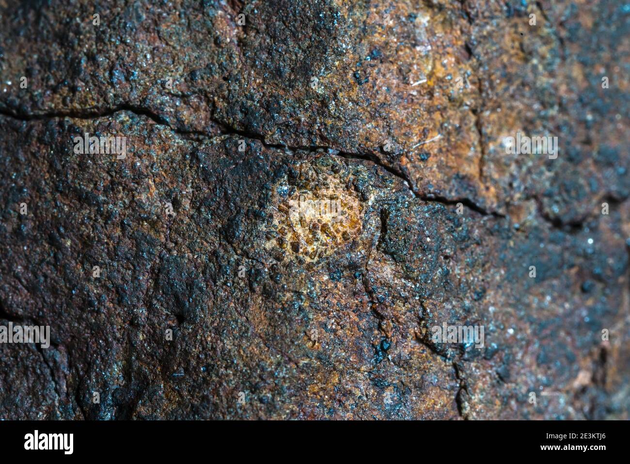 Macro photo of the fusion crust from a Chondrite Meteorite, piece of ...