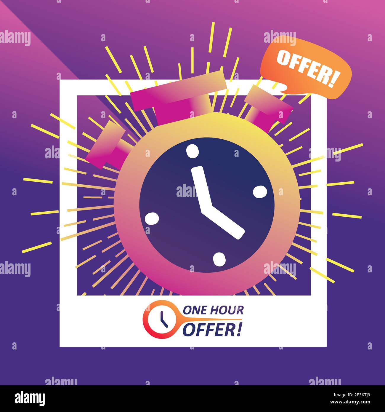 one hour offer with chronometer icon design, sale offer shopping and ...