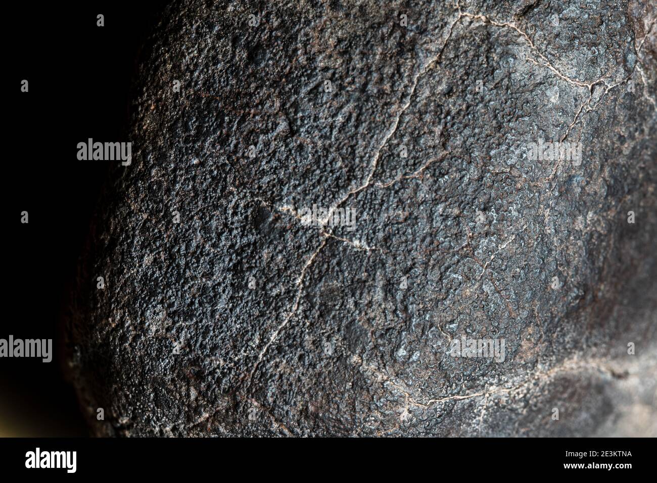 Macro photo of the fusion crust from a Chondrite Meteorite, piece of ...