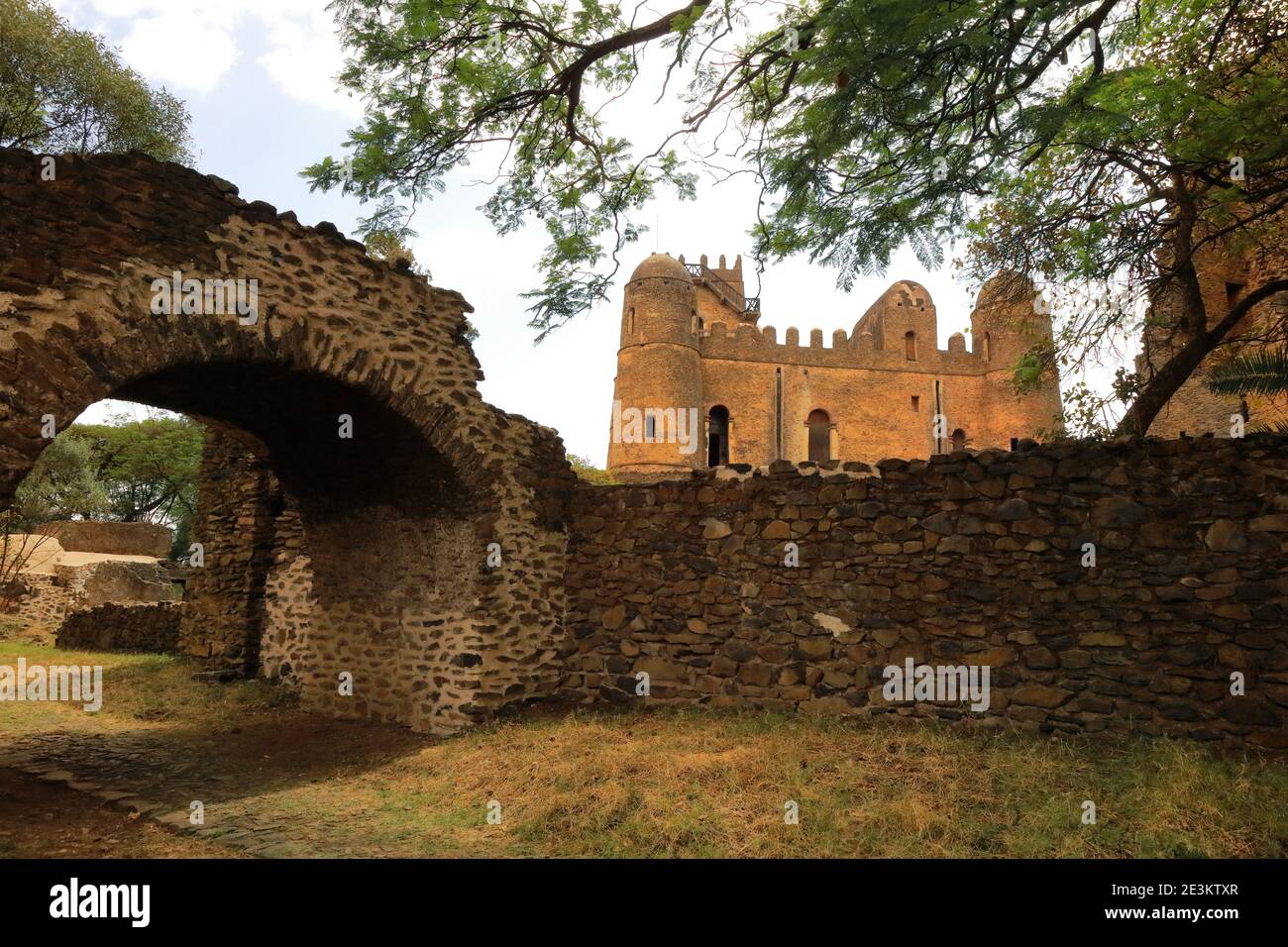 The stone towers, domes and balconies of Fasiledes' Castle viewed from ...