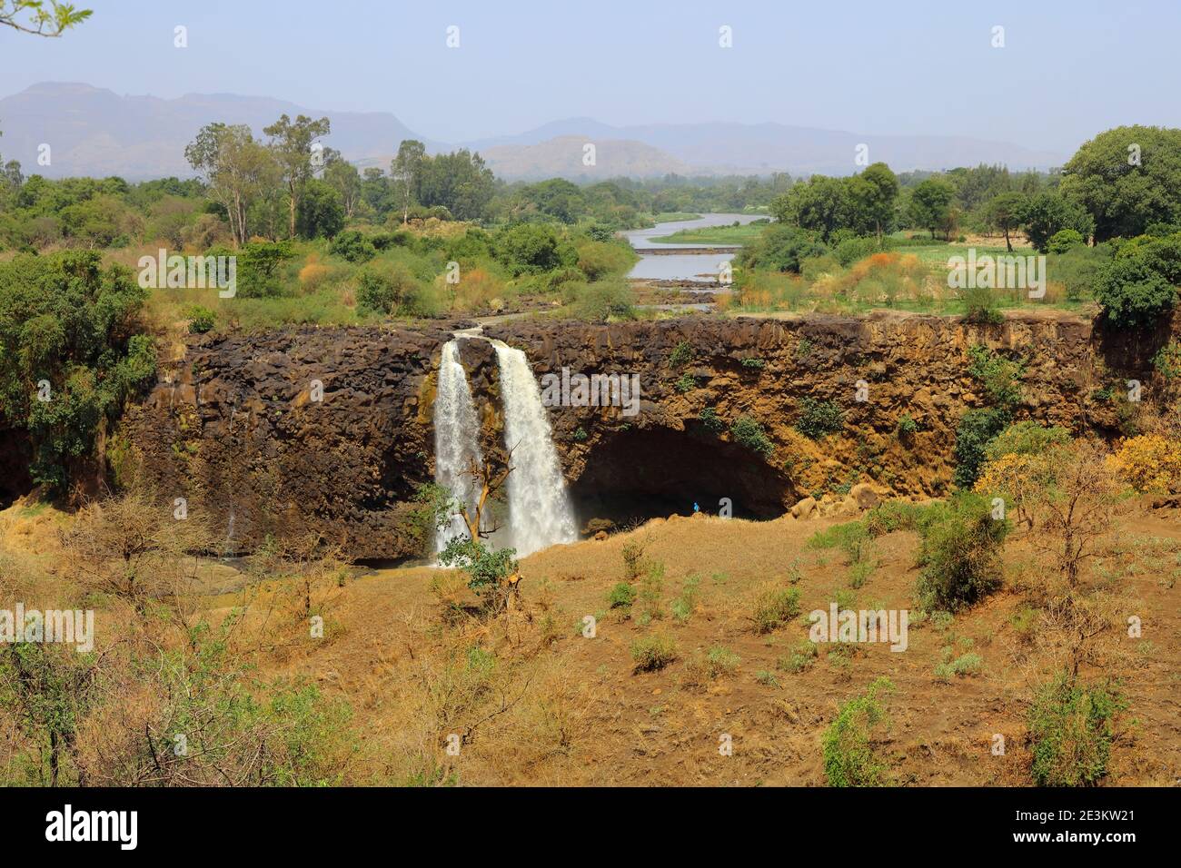 The Blue Nile River meanders to the slender Blue Nile Falls which ...