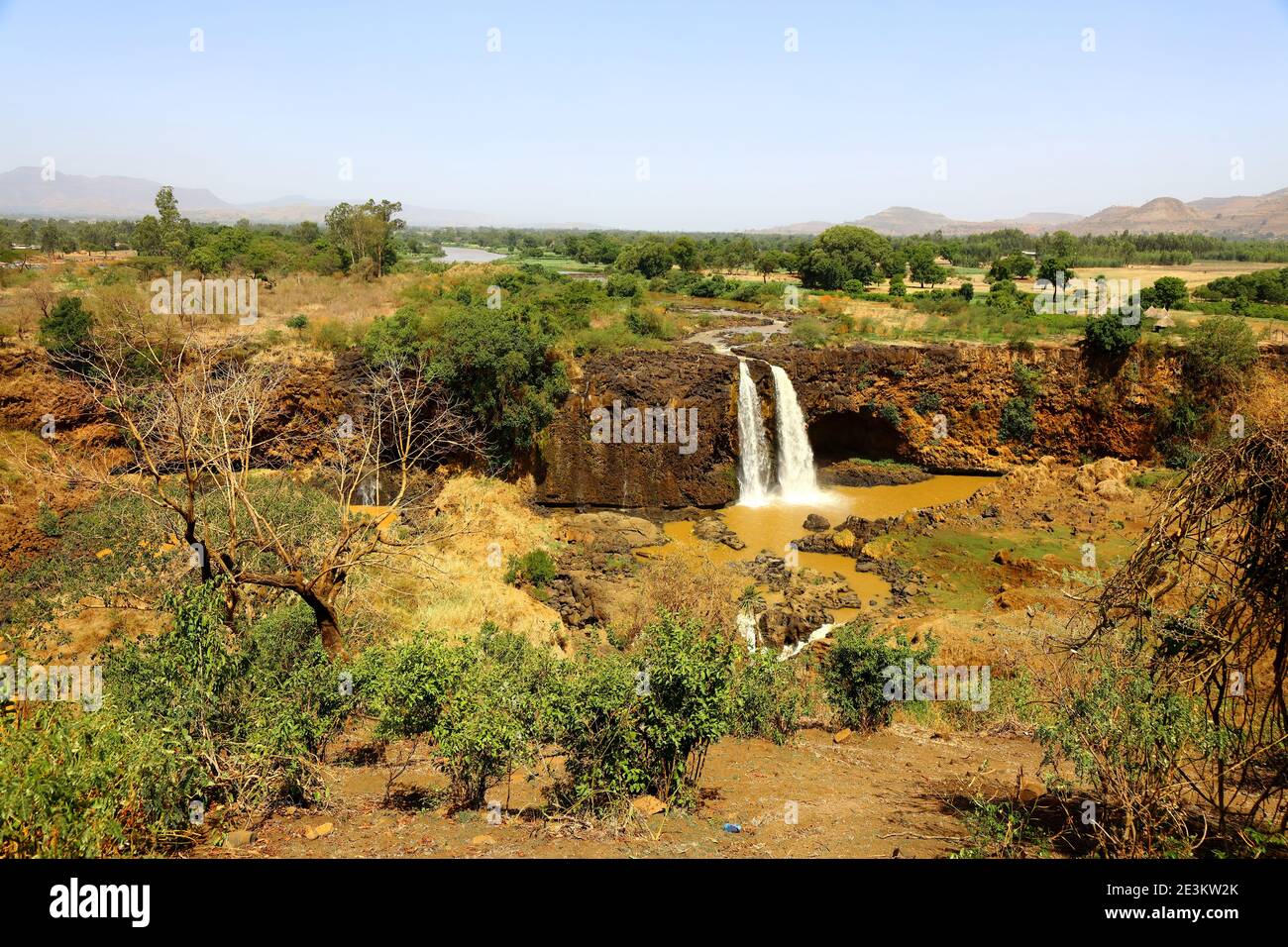 The Blue Nile River meanders to the slender Blue Nile Falls which ...