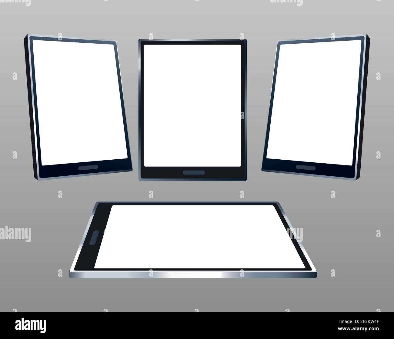 four tablets devices mockup branding icons vector illustration design ...