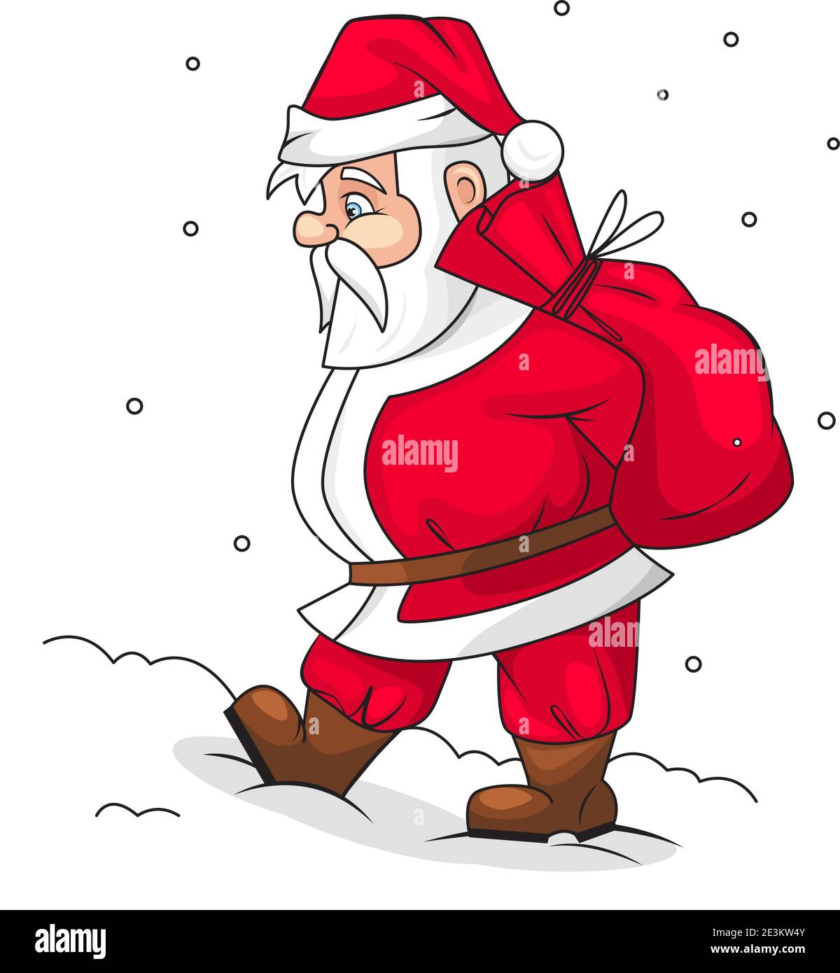 Vector Illustration Of Happy Santa Claus With Sack Of Ts Isolated