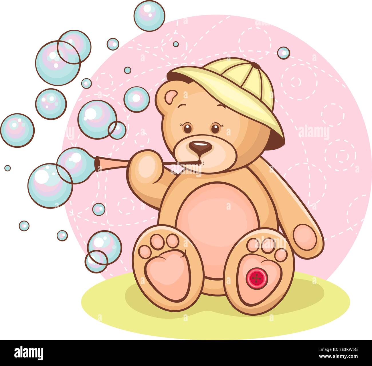 Illustration of cute Teddy Bear and bubbles. Vector illustrtion Stock ...