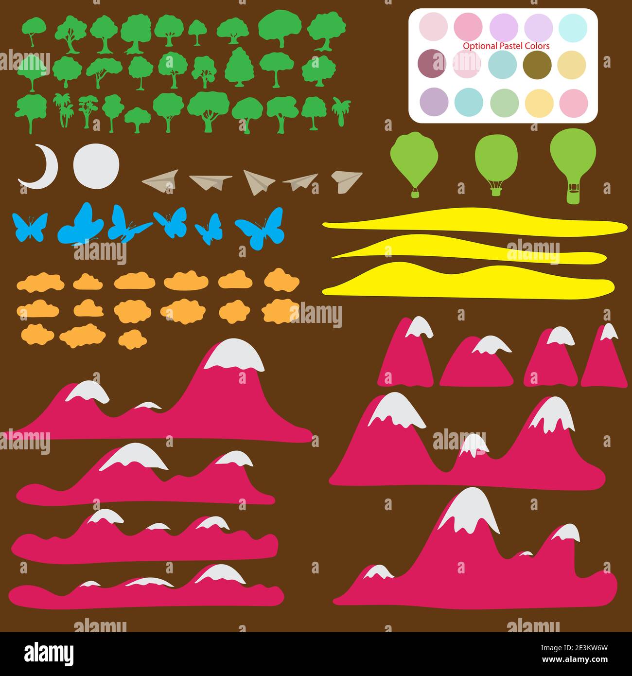 illustration vector freehand drawing of object materials for paper cut ...