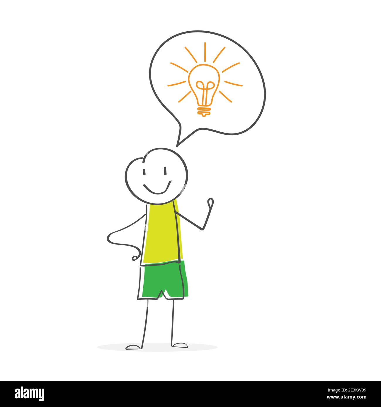 cartoon man with thoughts and an idea. Flat design Stock Vector Image ...