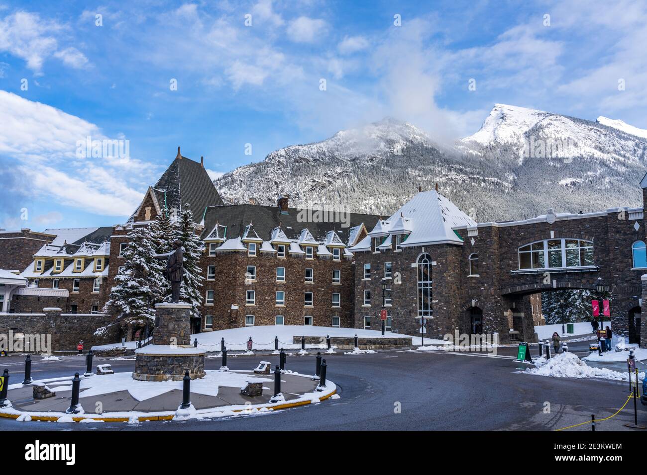 Fairmont Banff Springs in winter sunny day. Banff National Park ...
