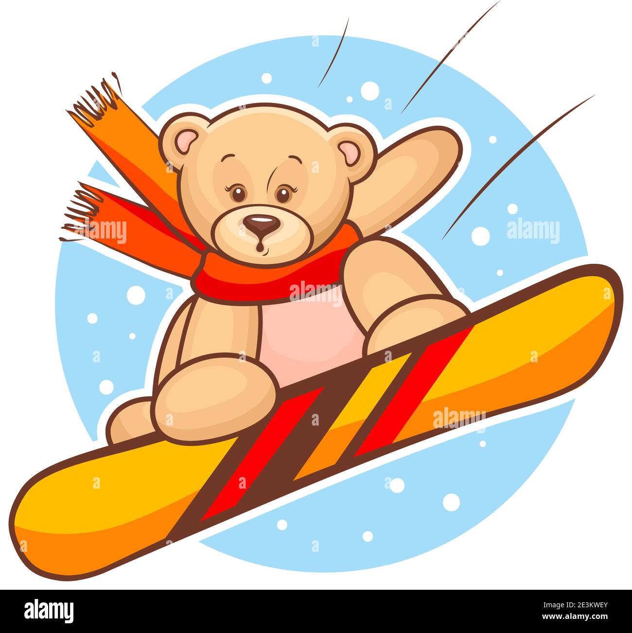 Colorfull Illustration Of Cute Teddy Bear Snowboarding Stock Vector ...