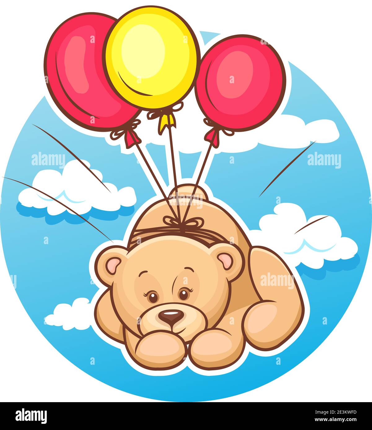 Illustration Of Cute Teddy Bear Flies On Balloons Stock Vector Image ...