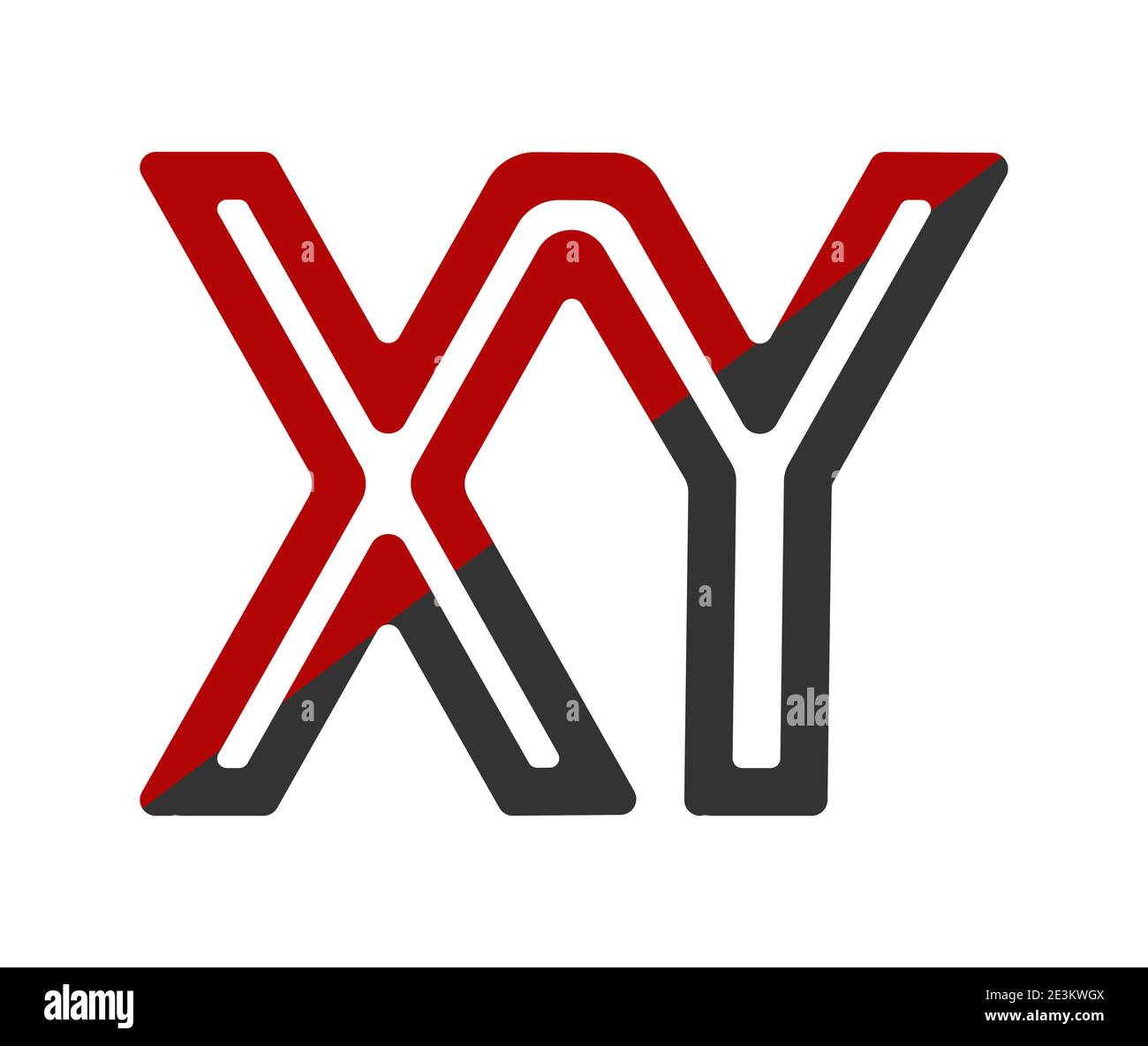 Stylized lowercase letters X and Y, connected by a single line for logo ...