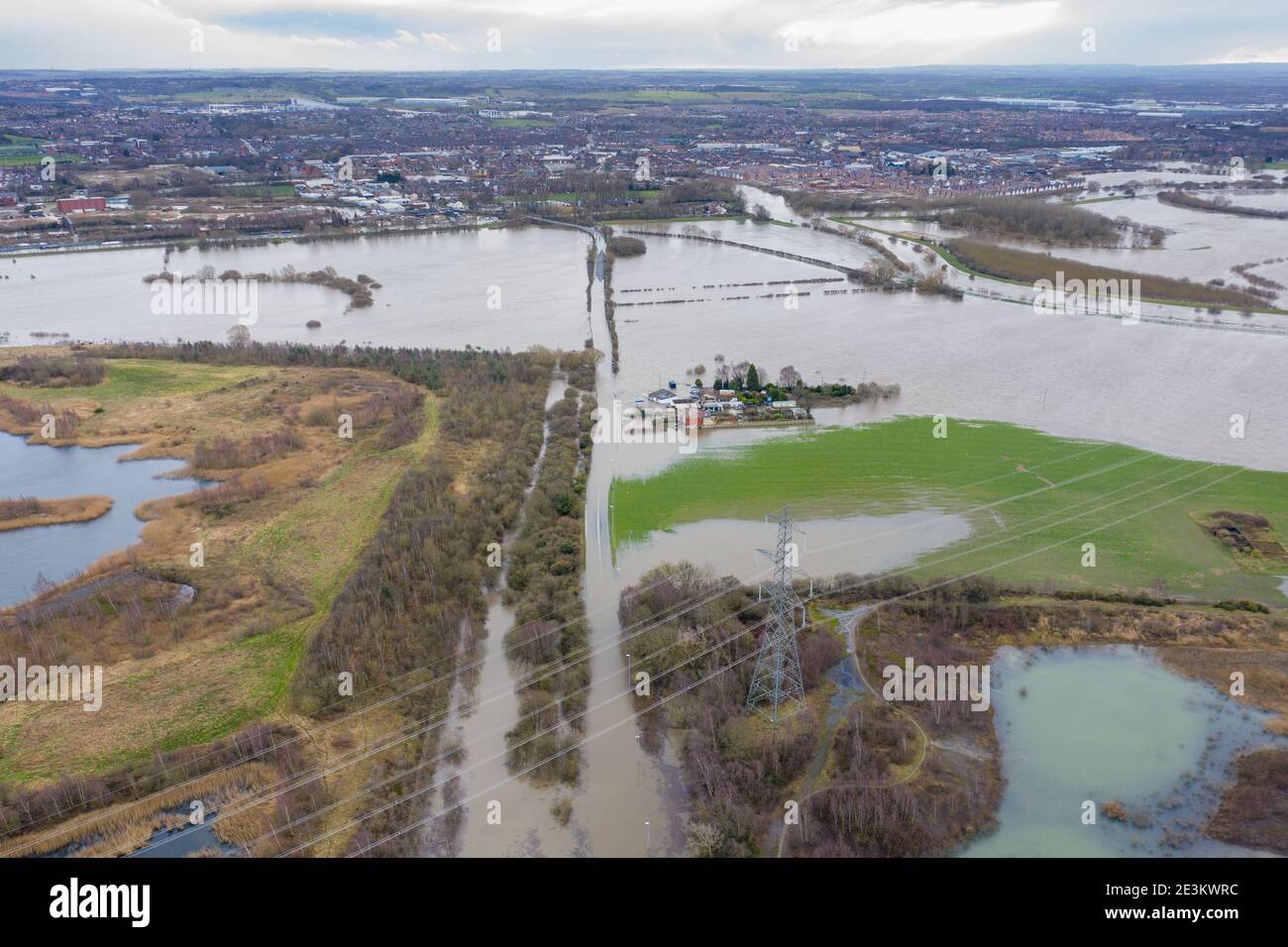 Aerial drone photo of the town of Allerton Bywater near Castleford in ...