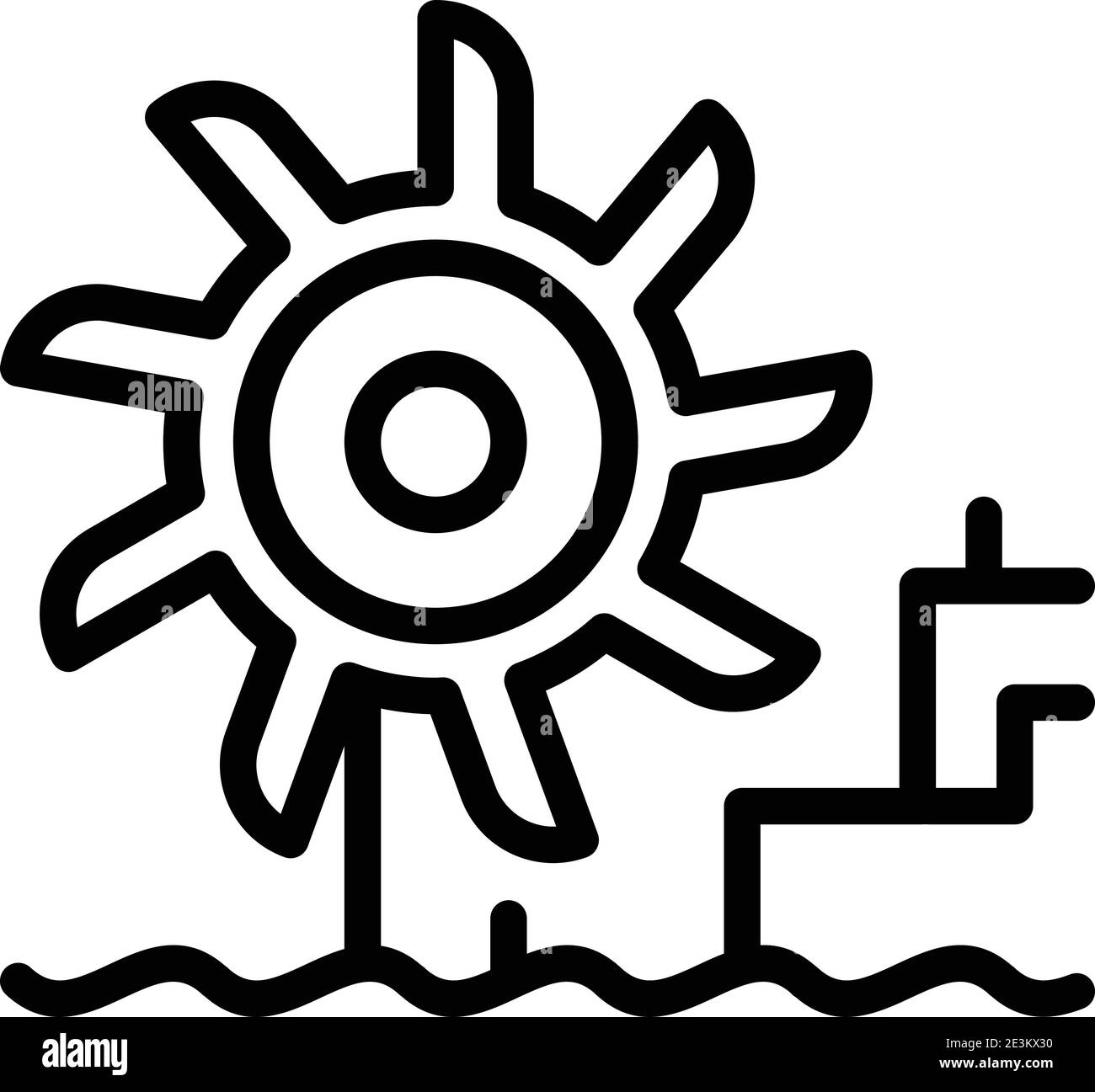 Hydro power turbine station icon. Outline hydro power turbine station ...