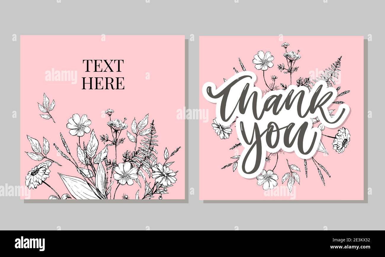 Cute Thank You Script Card Stock Vector Image & Art - Alamy