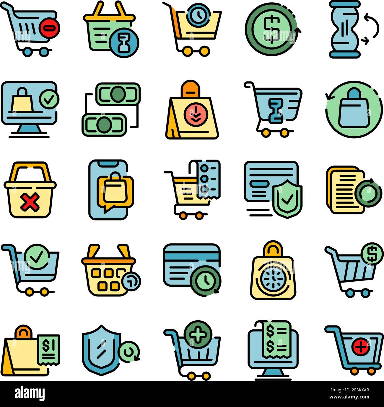 Purchase history icons set. Outline set of purchase history vector ...