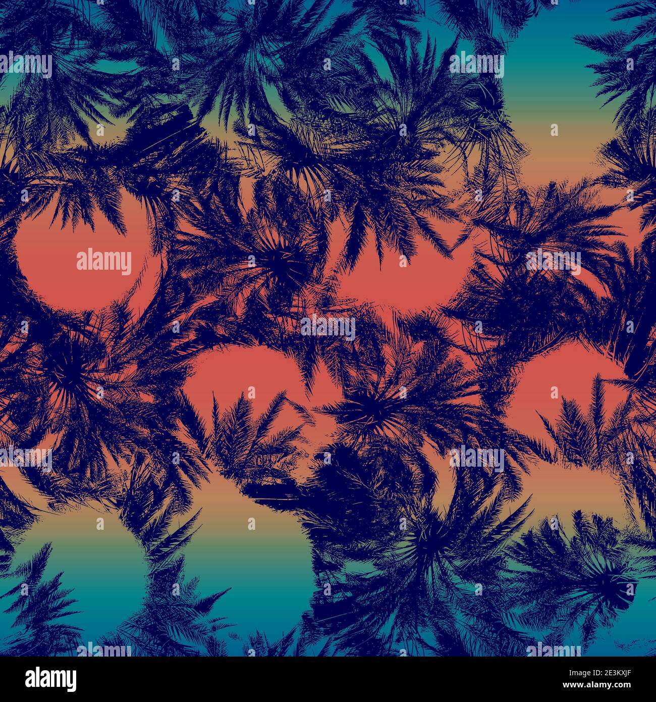 Tropical blue foliage on ombre sunset gradient Stock Photo - Alamy