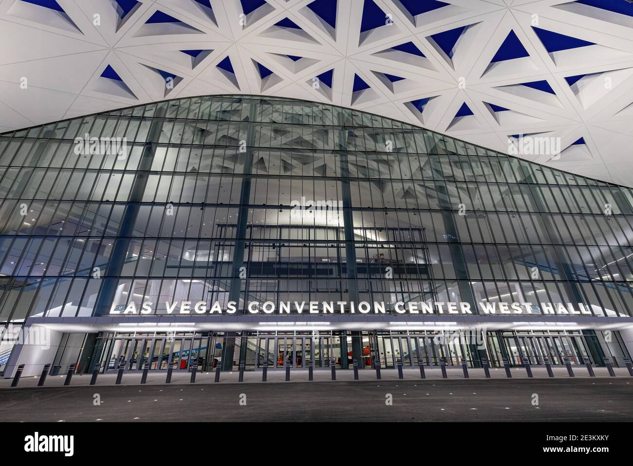Las Vegas, JAN 8, 2021 - Twilight view of the modern new Convention ...
