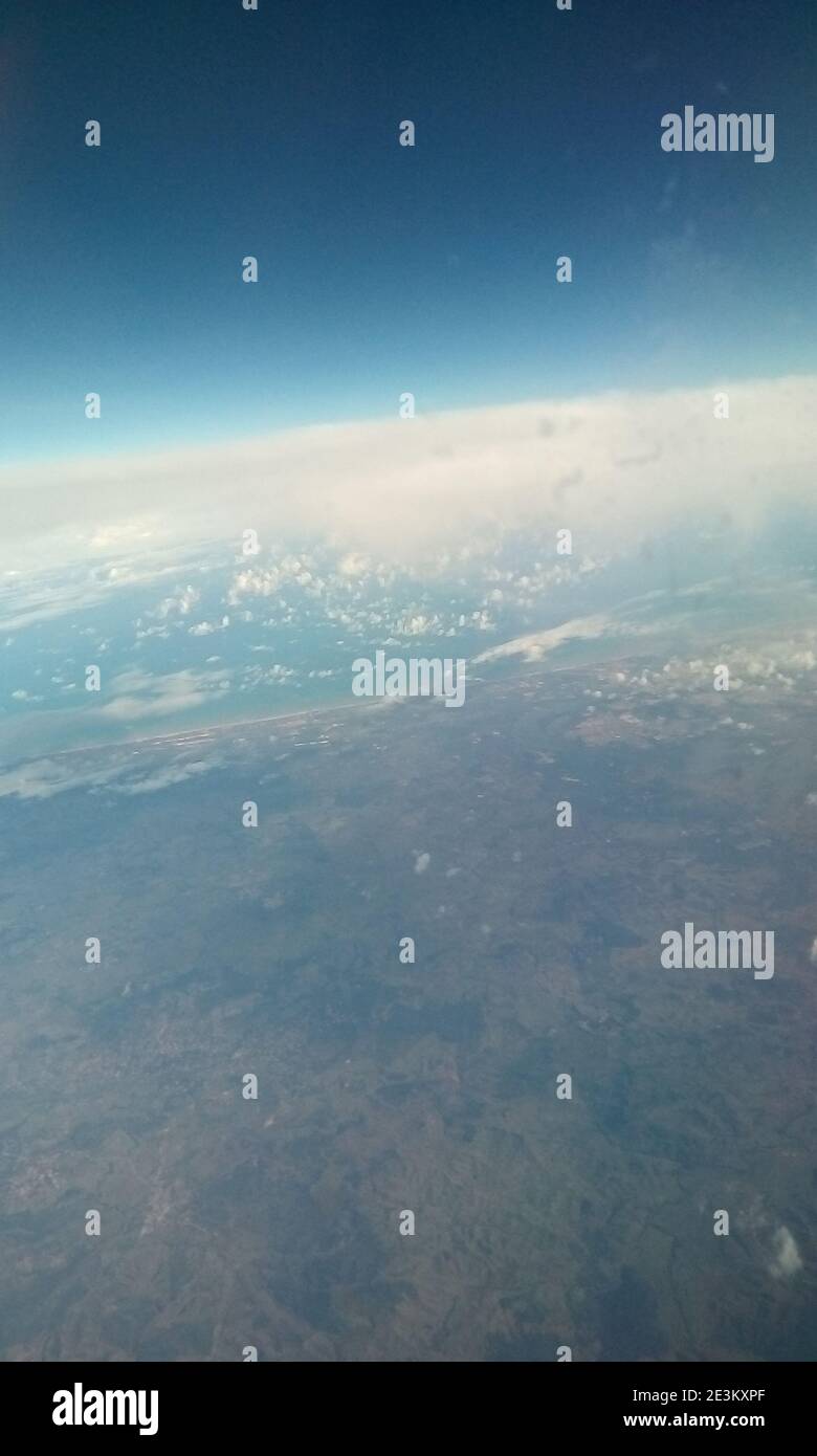 Aerial photography in Brazil. Earth surface viewed from airplane ...