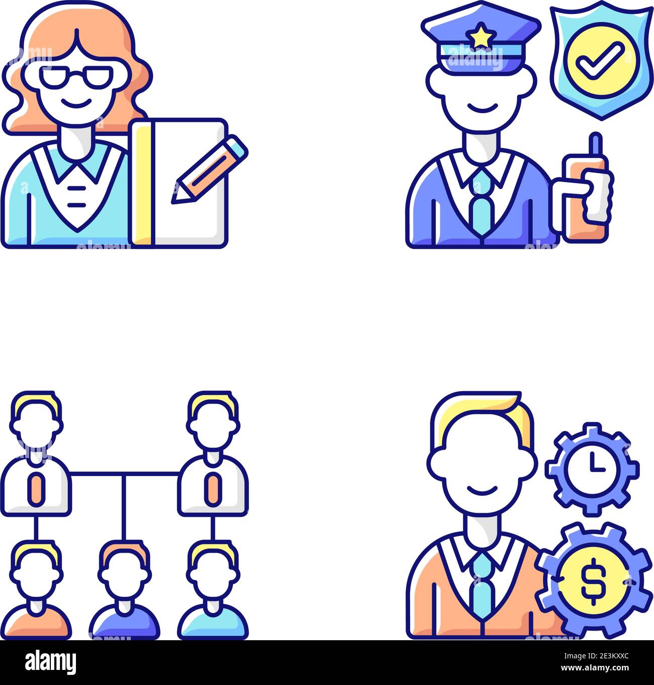 Corporation hierarchy RGB color icons set Stock Vector Image & Art - Alamy