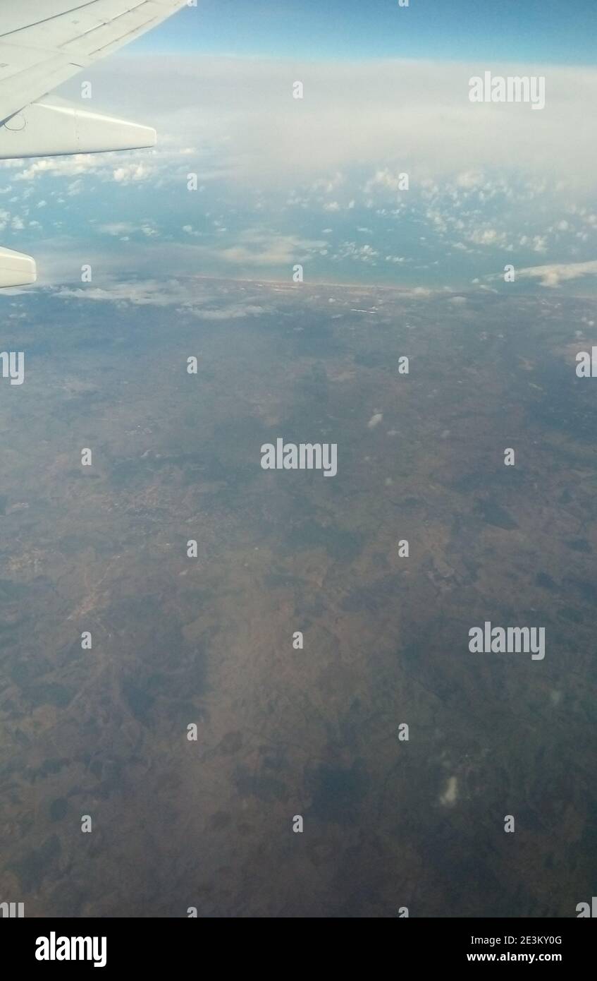 Aerial photography in Brazil. Earth surface viewed from airplane ...