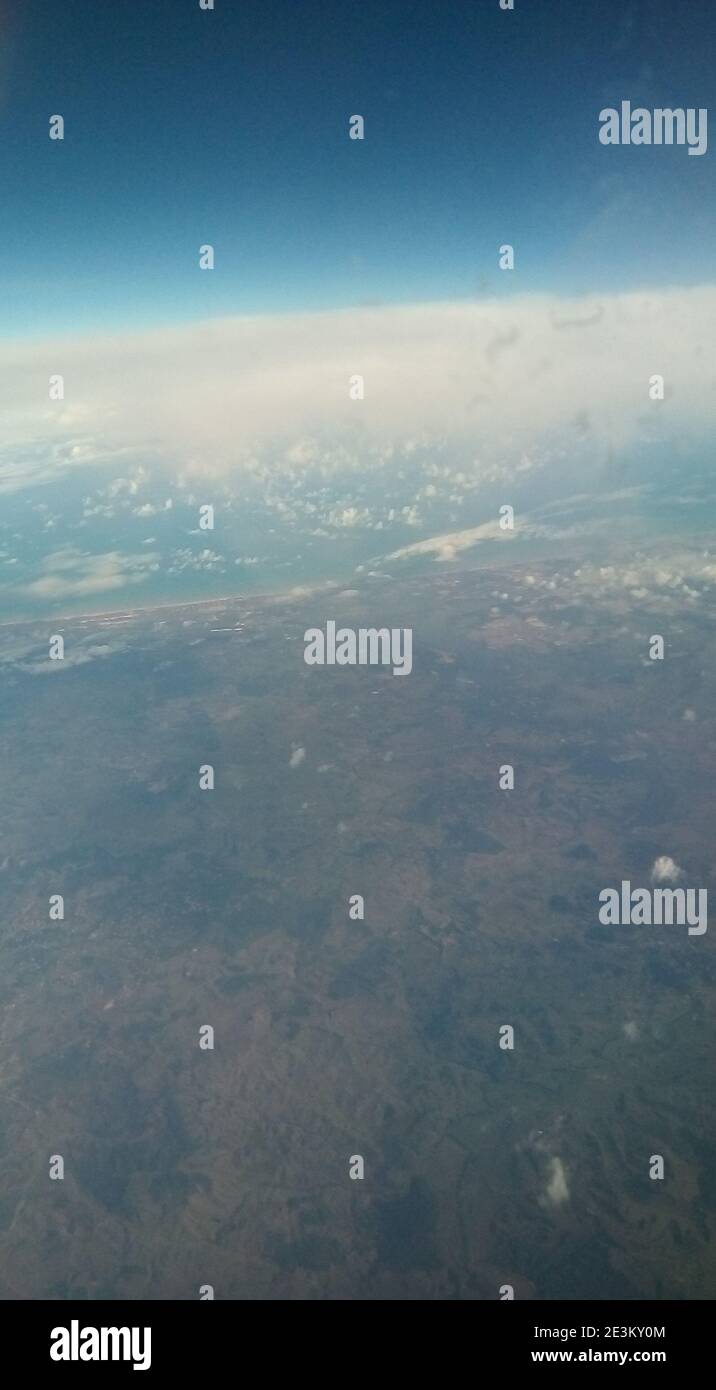 Aerial photography in Brazil. Earth surface viewed from airplane ...